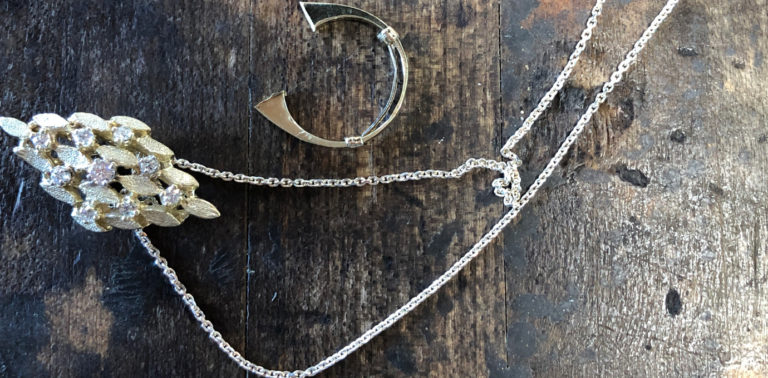 mom's wedding set rings converted to necklace plus bracelet